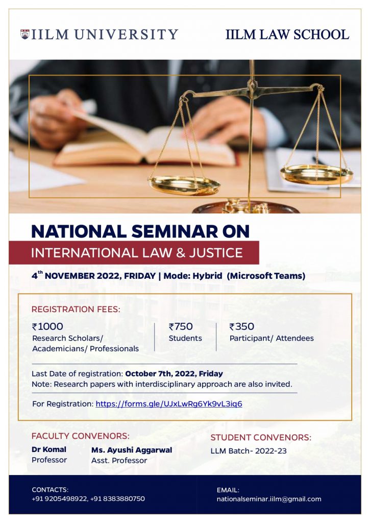 National Seminar on International Law & Justice | IILM University, Gurugram
